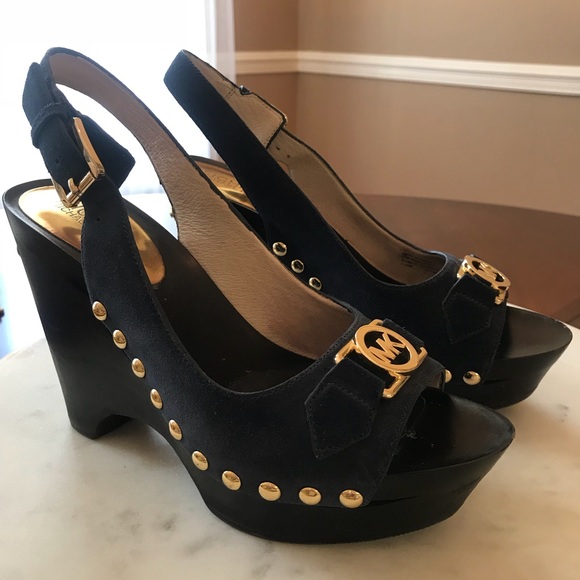 MICHAEL Michael Kors | Shoes | Michael Kors Navy Blue Suede Slingback ...